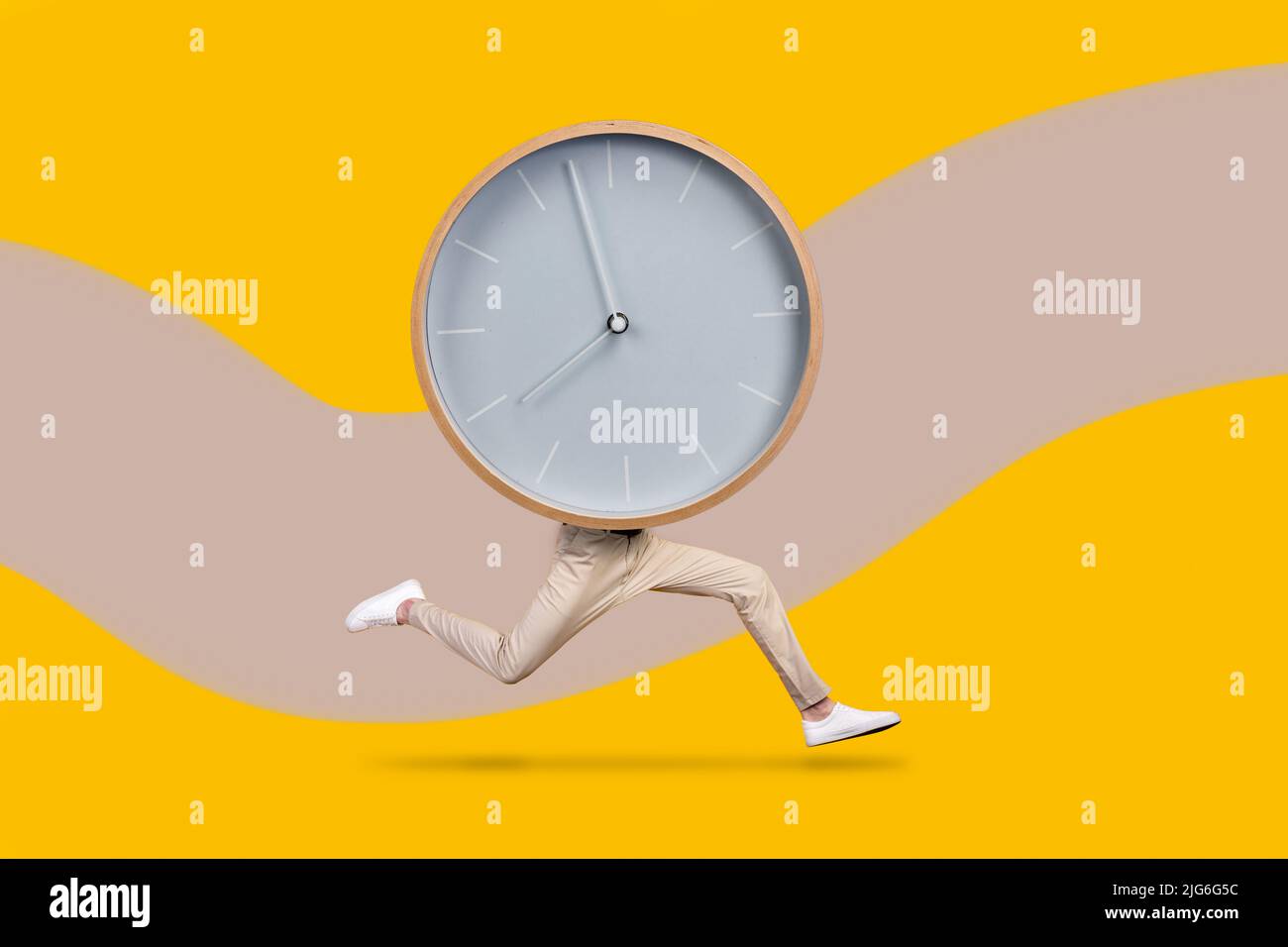Creative abstract template graphics image of funny funky guy clock ...