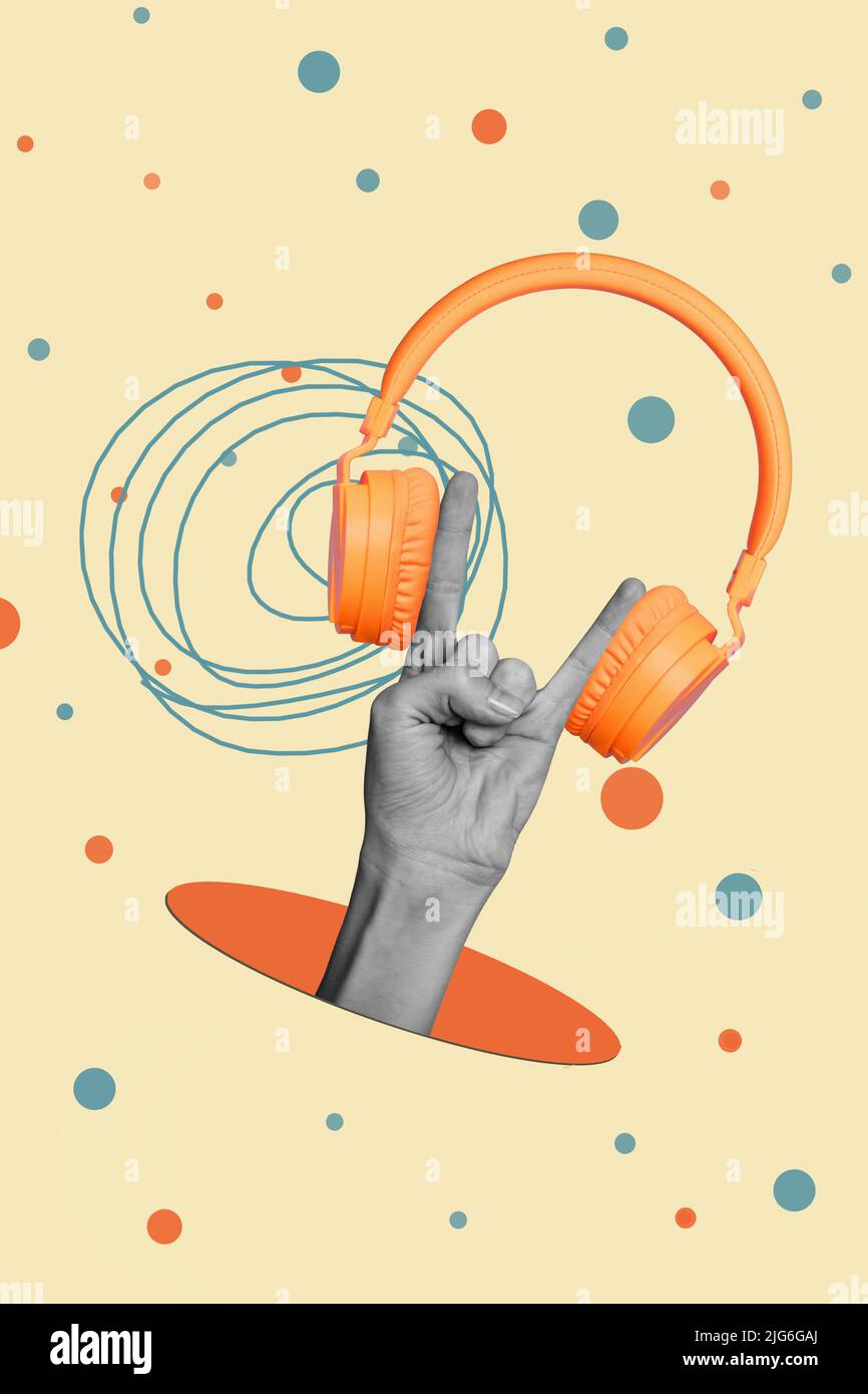 Vertical collage image of arm fingers black white effect demonstrate ...