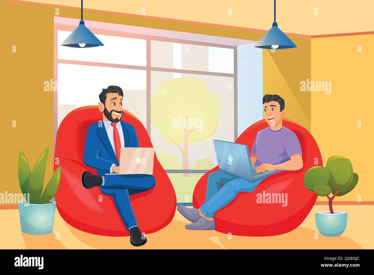 Man talking sitting table computer Stock Vector Images - Alamy
