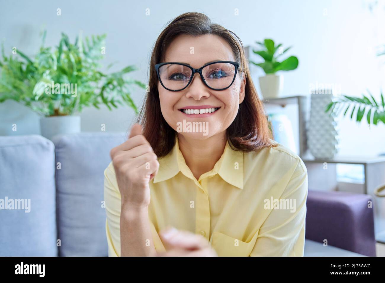 Webcam view caucasian middle aged hi-res stock photography and images ...