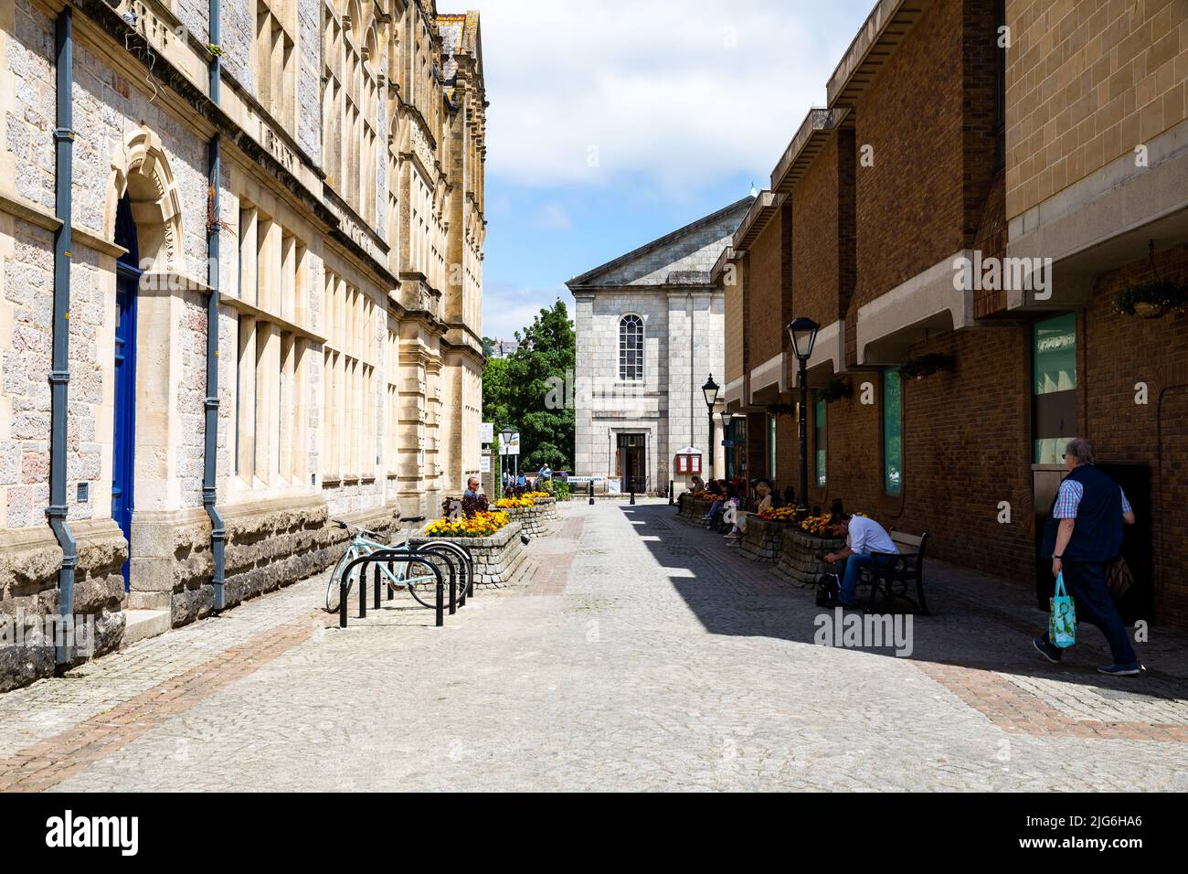 Sunshine over shops in Lemon Quay, Truro, Cornwall,uk Stock Photo - Alamy