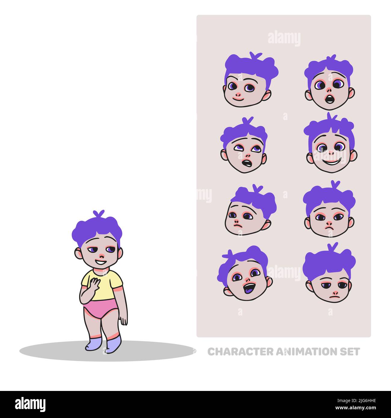 Character animation set, little girl, baby, full length, people ...