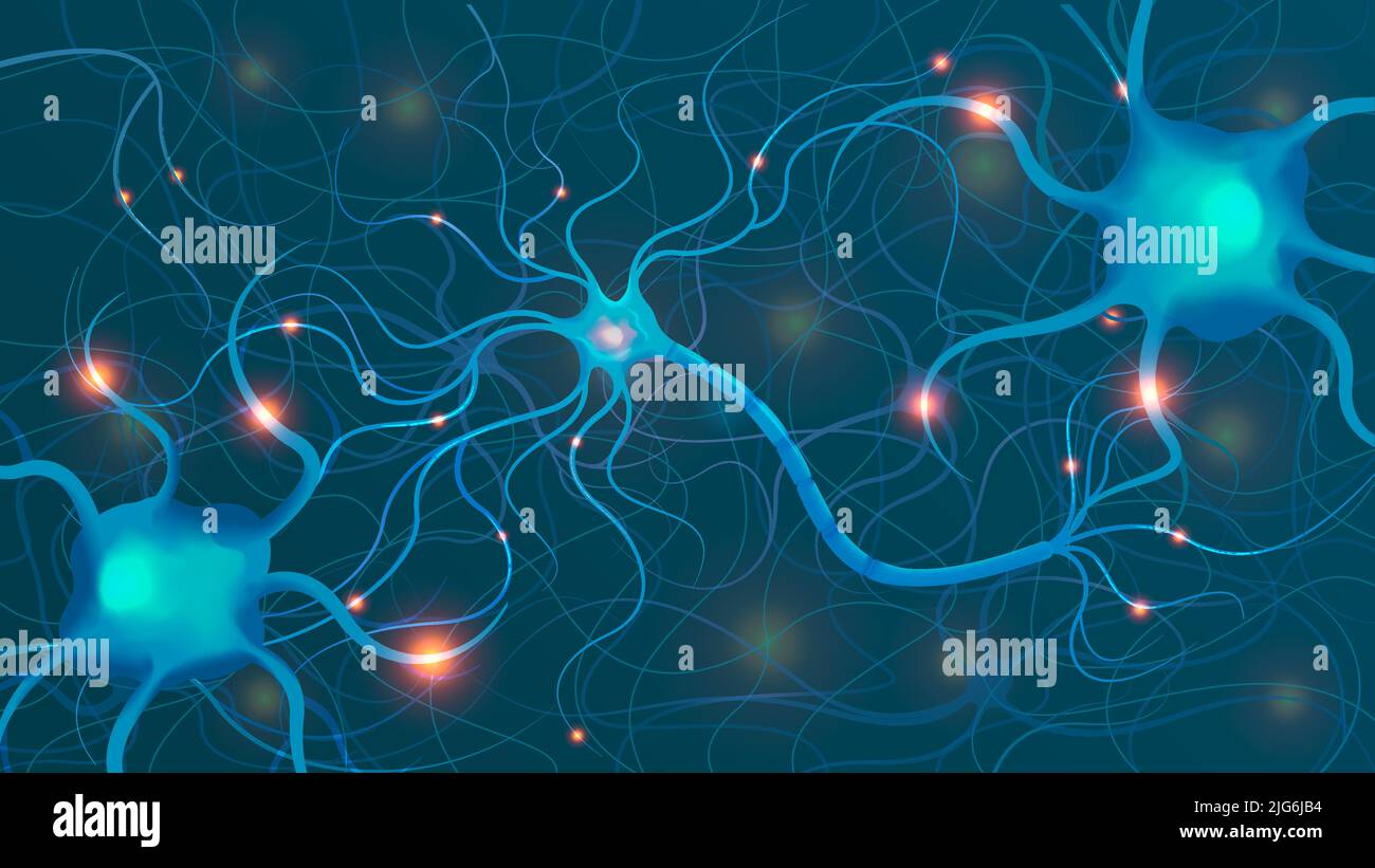Neuroscience net composition with graphic visualization representing neural synapses and ...
