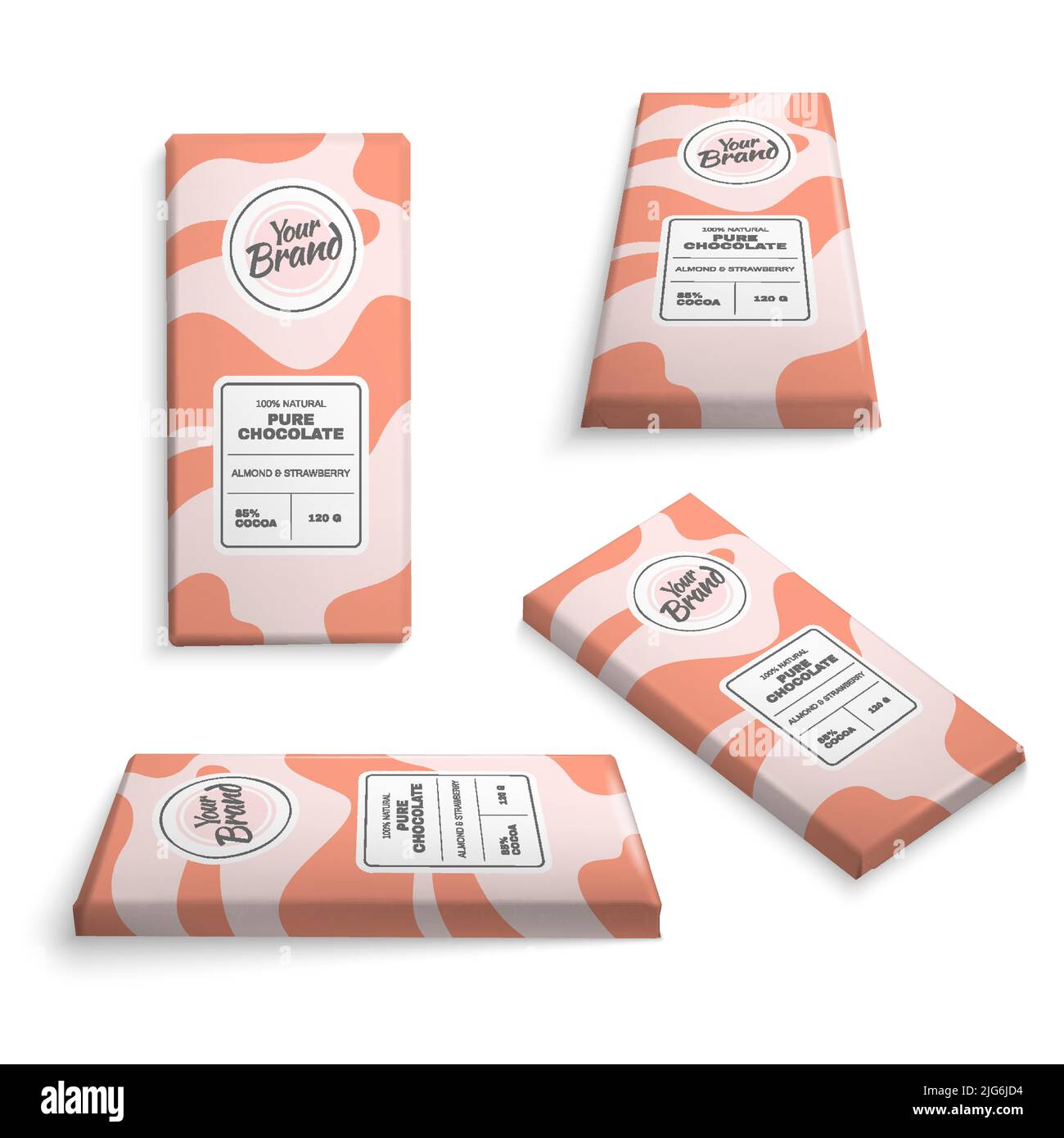 Realistic chocolate bar packaging templates set isometric vector ...