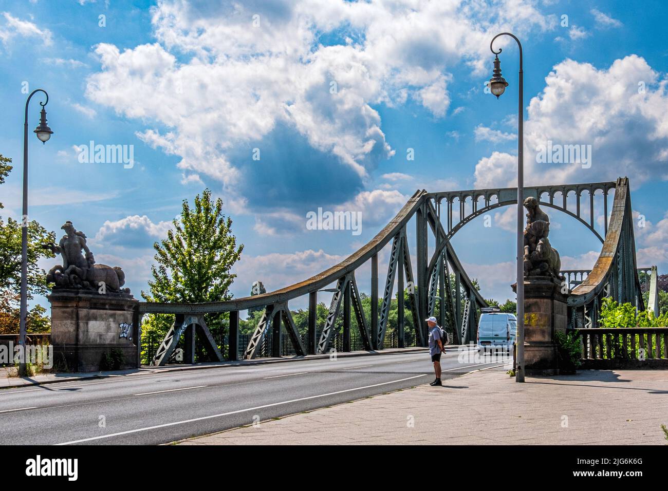 East end of Glienicke Bridge across Havel River, Former Berlin Wall ...