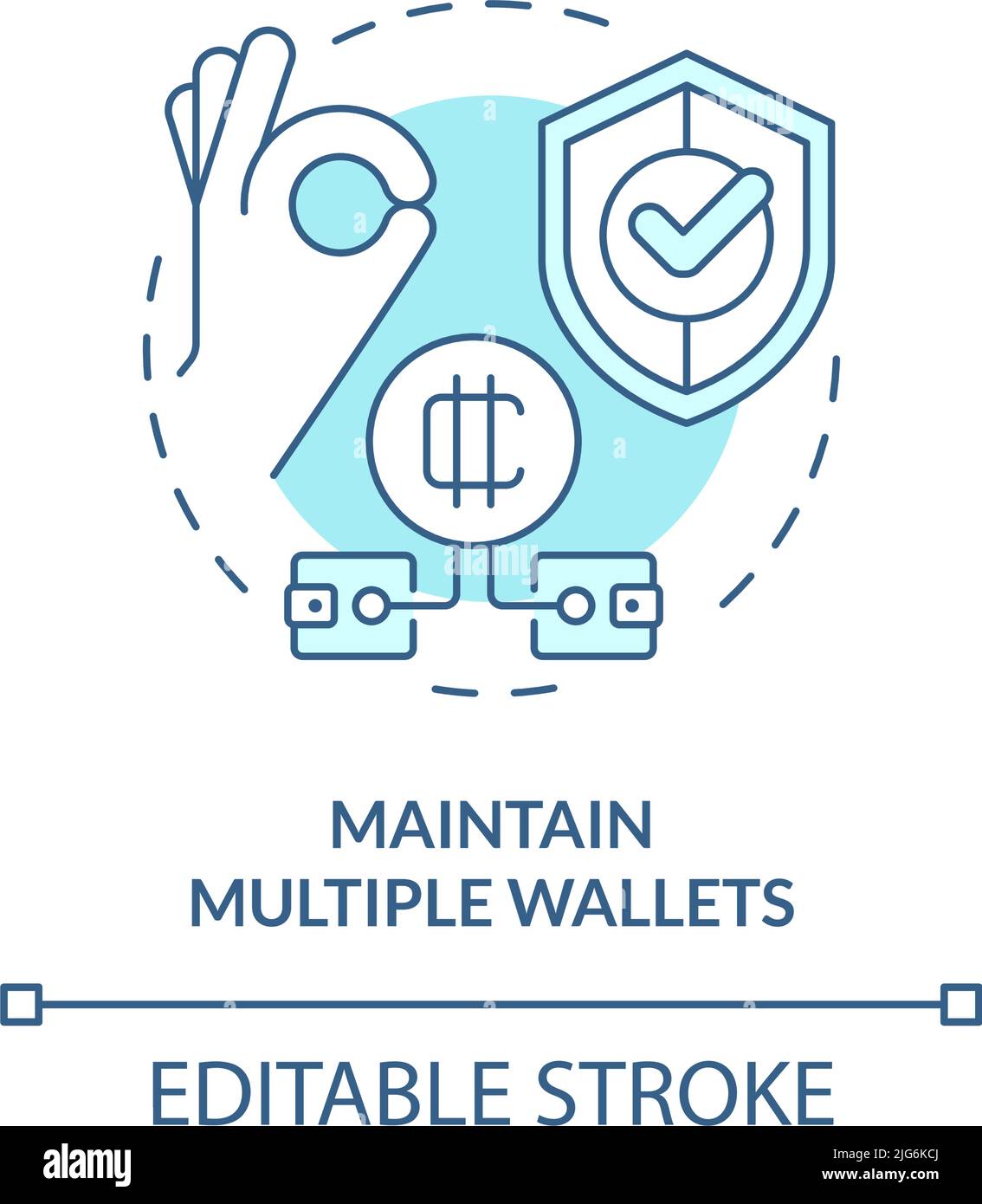 Maintain multiple wallets turquoise concept icon Stock Vector Image ...