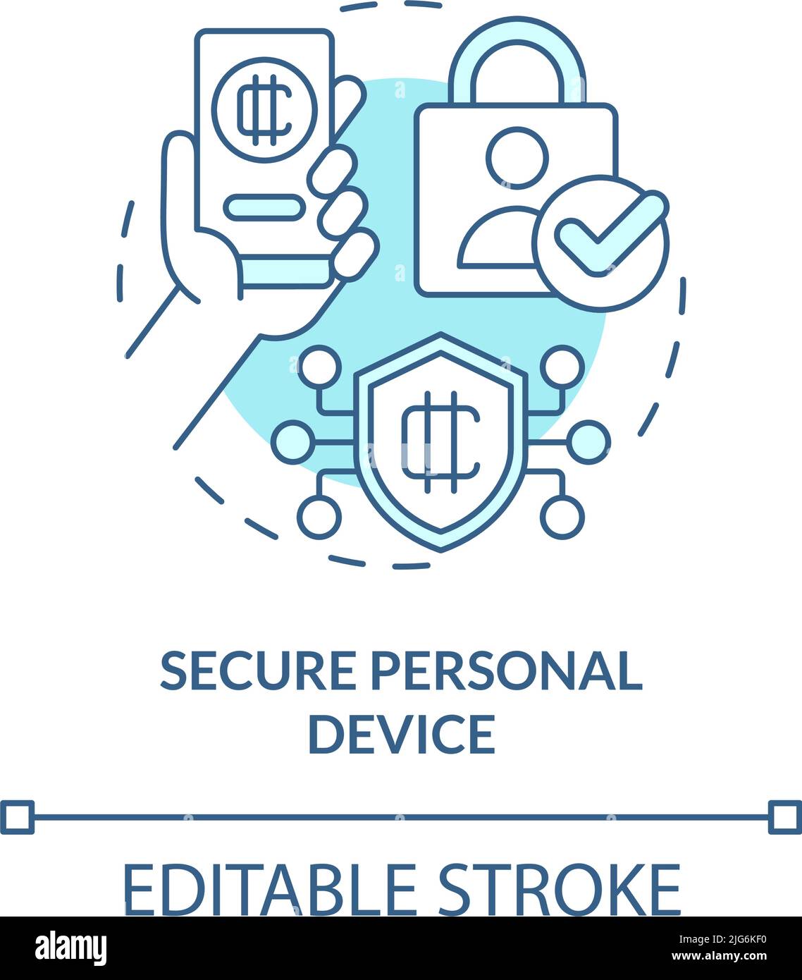 Secure personal device turquoise concept icon Stock Vector Image & Art ...