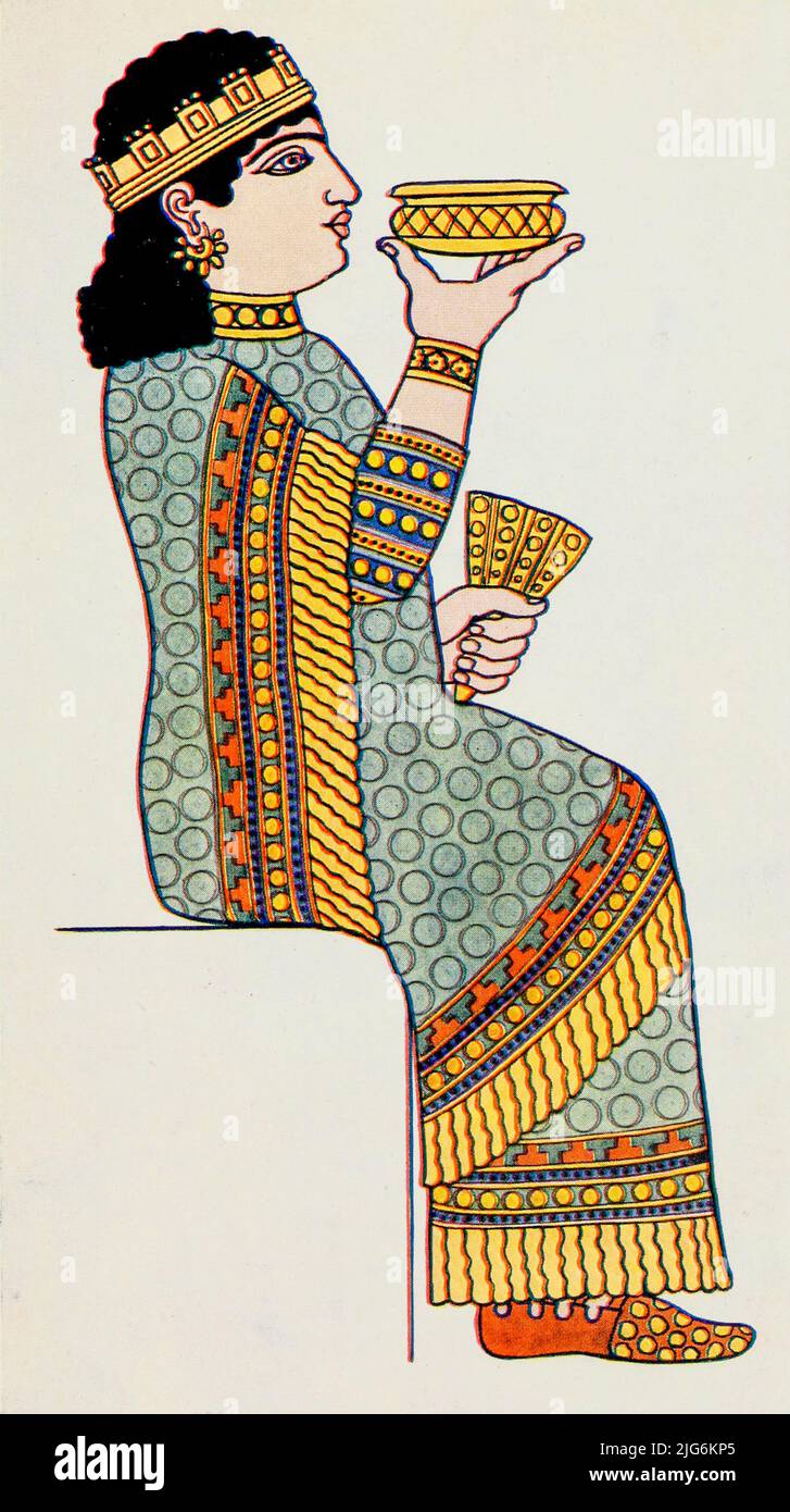 Queen of Assur-bani-pal, seventh century B.C. from the book ' Ancient ...