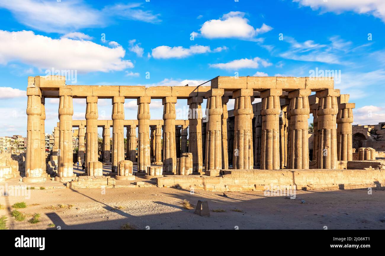 Beautiful Luxor Temple columns, side view, Egypt Stock Photo - Alamy