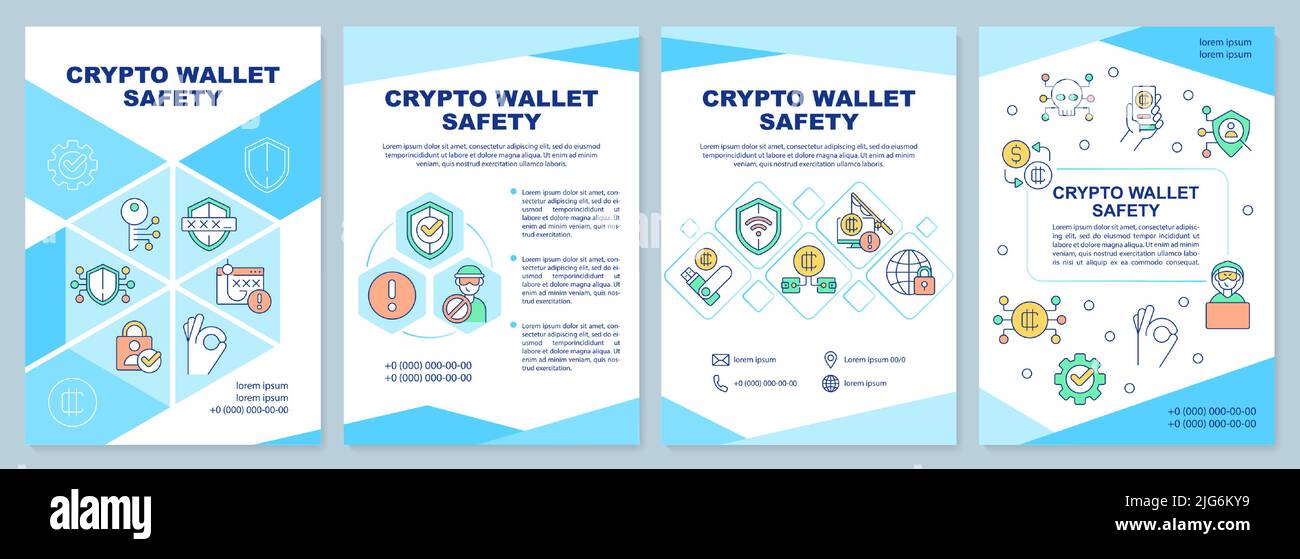 Crypto wallet safety blue brochure template Stock Vector Image & Art ...