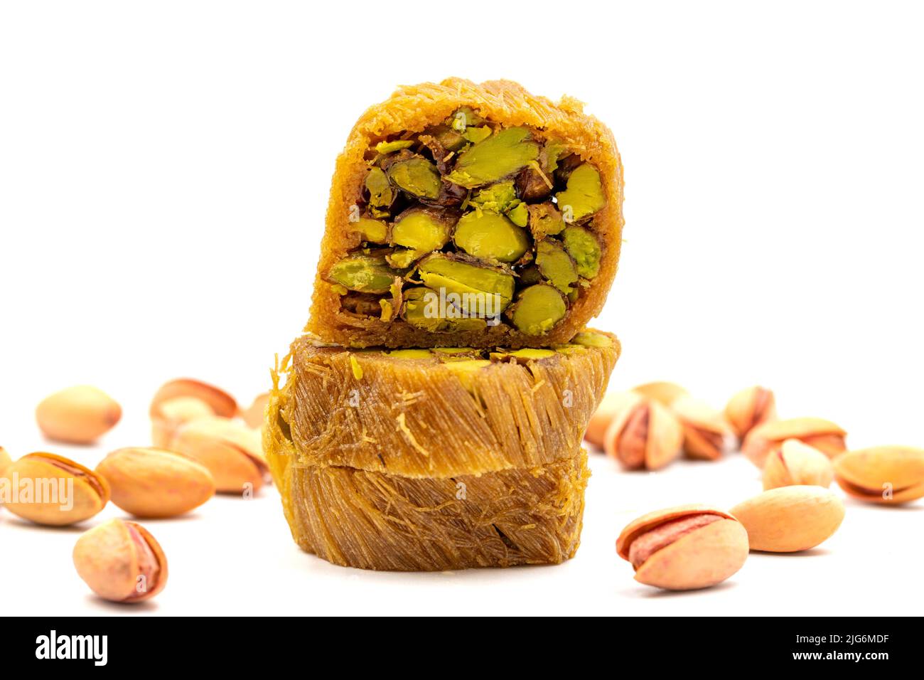 Pistachio kadayif. Kadayif baklava isolated on white background ...