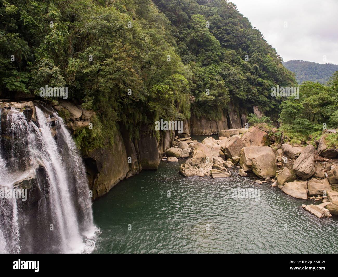 Shifen waterfall in the Pingxi District in New Taipei. Keelung River ...
