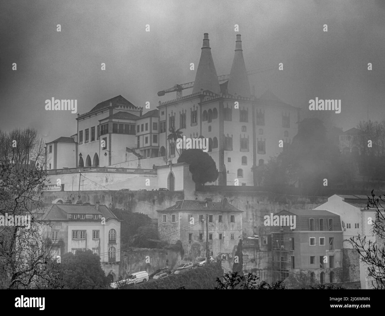 Sintra, Portugal - Jan , 2016:The National Palace of Sintra on the hill ...