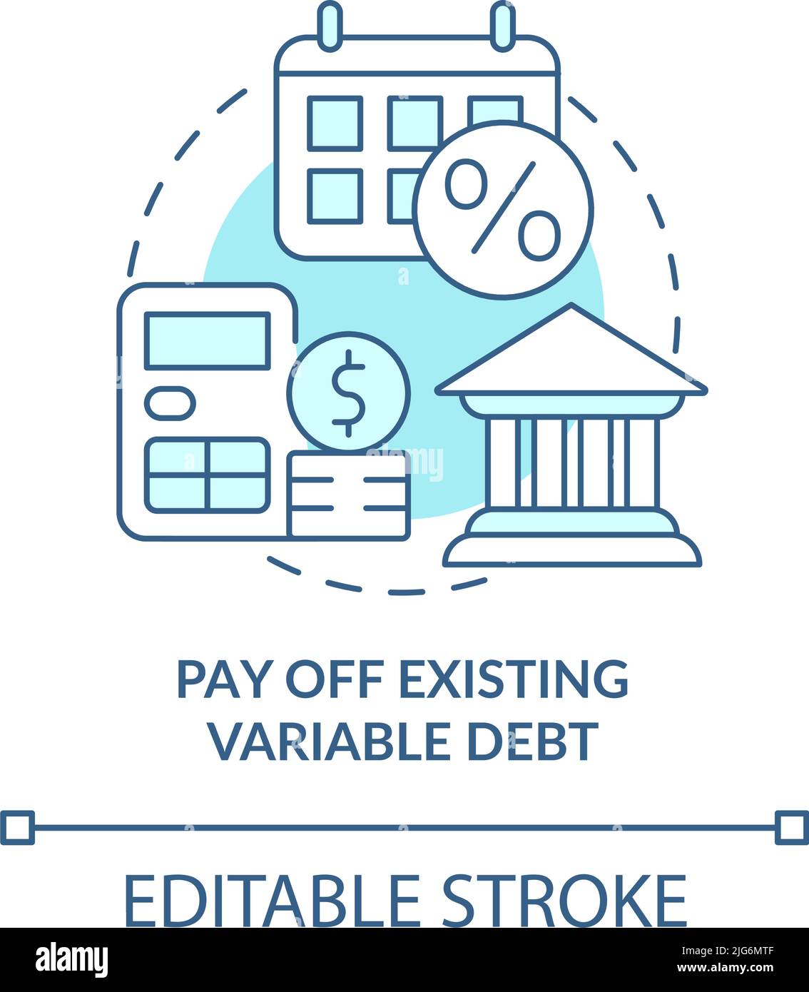 Pay off existing variable debt turquoise concept icon Stock Vector ...