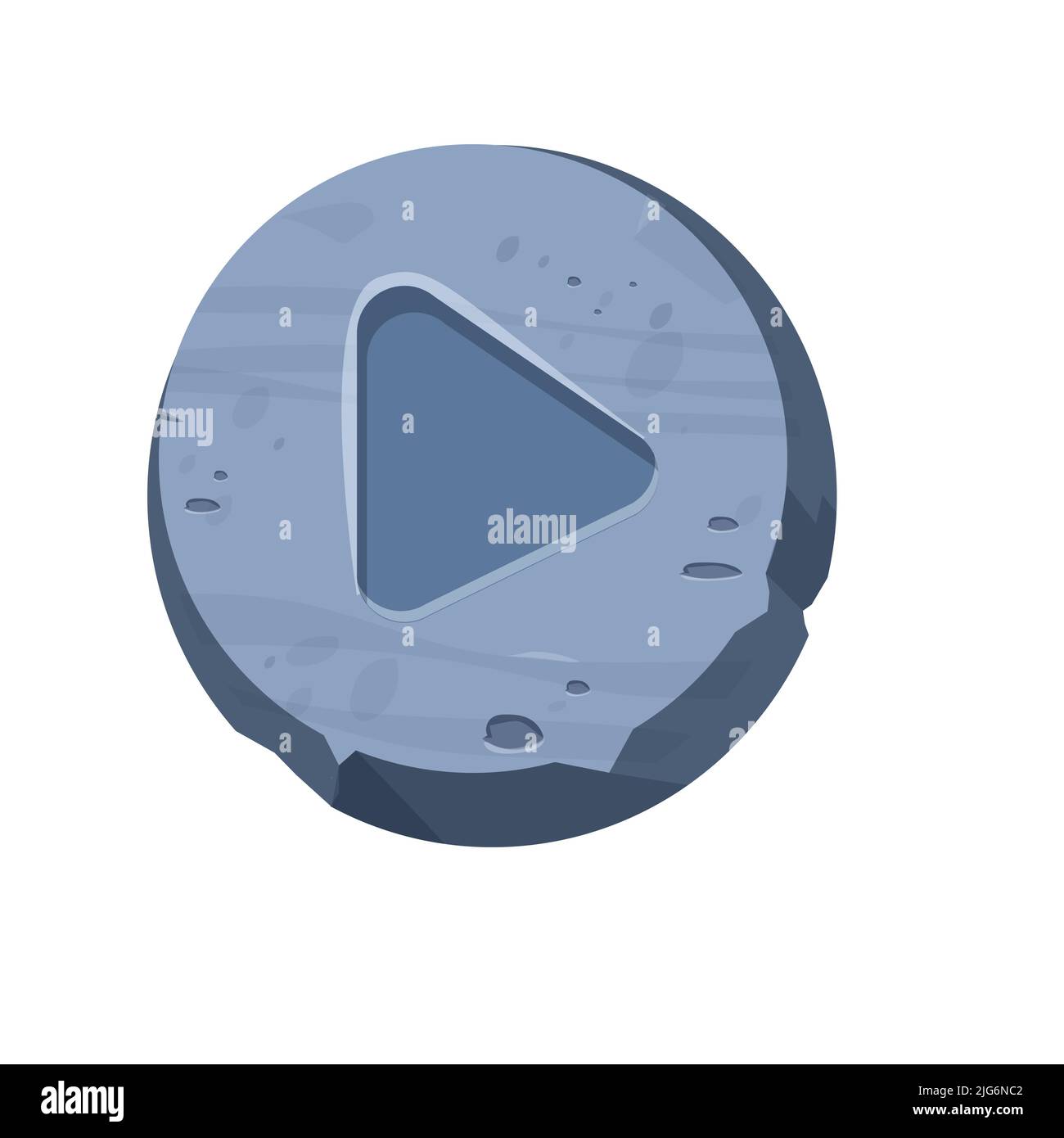 Jungle play or start button with stone in funny cartoon style isolated ...