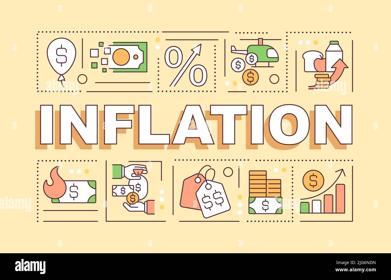 Inflation word concepts yellow banner Stock Vector Image & Art - Alamy