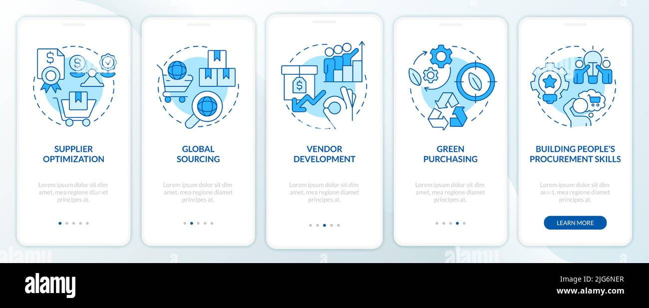 Effective procurement strategies blue onboarding mobile app screen ...