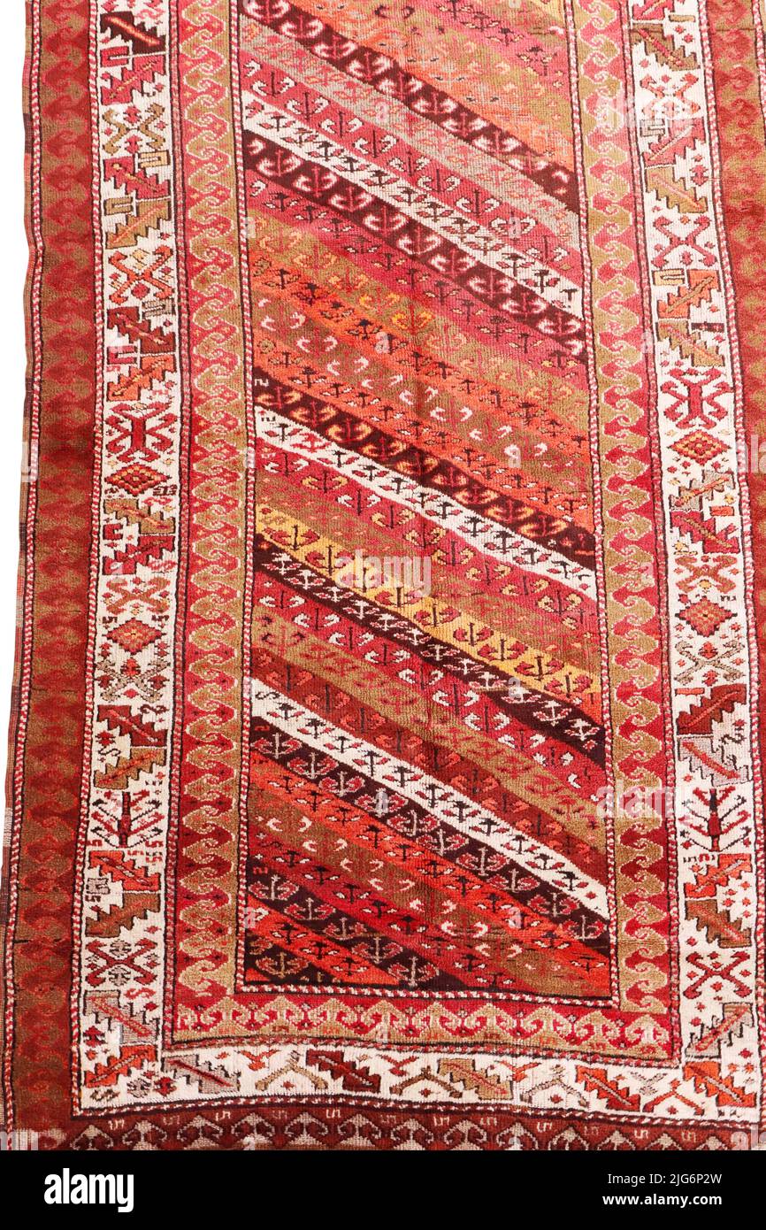 Hand woven antique Turkish carpet Stock Photo - Alamy