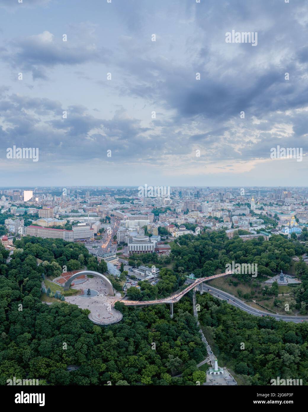 Aerial view of the new glass bridge in Kiev at night Stock Photo - Alamy