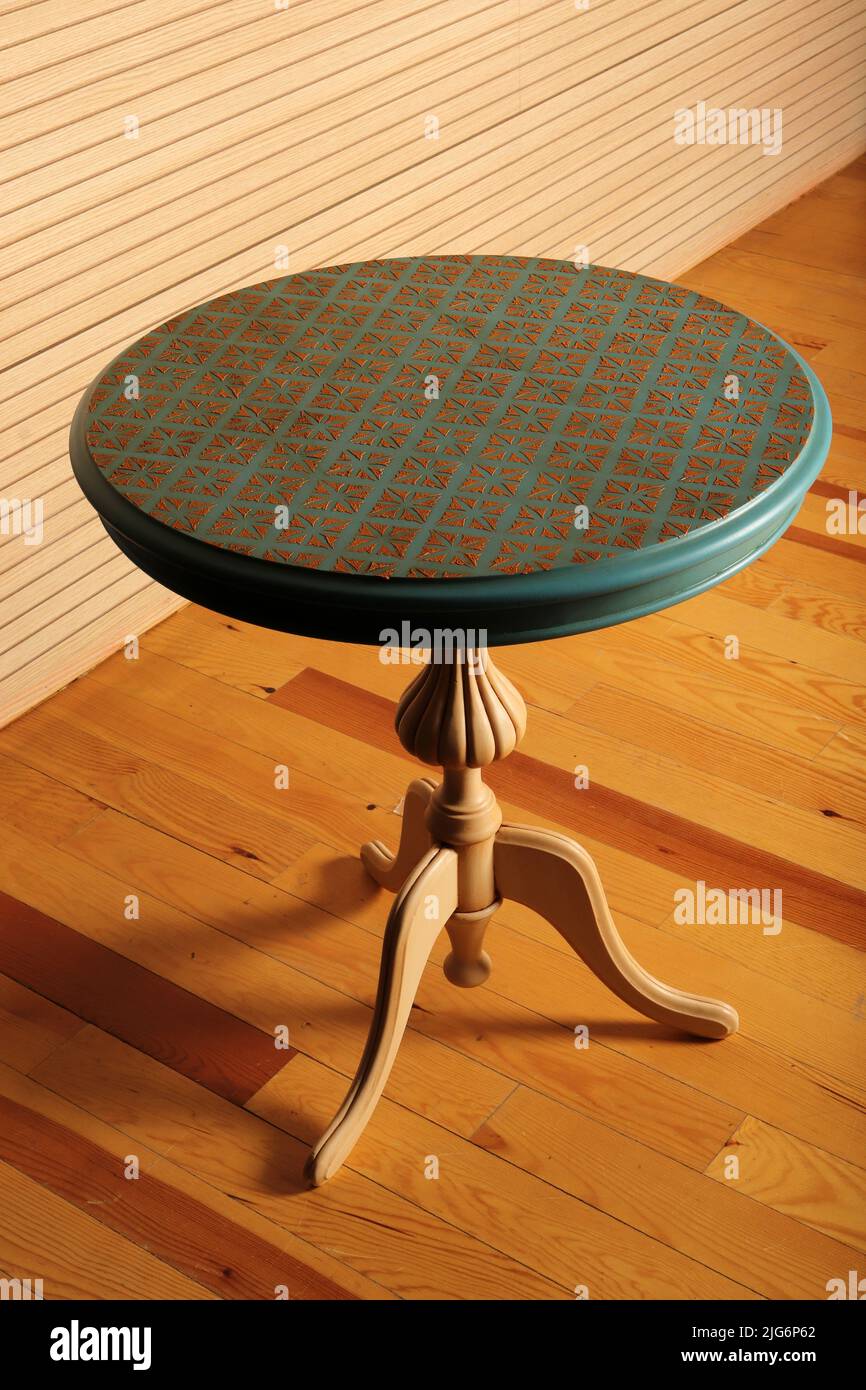 decorative handmade traditional wooden table Stock Photo - Alamy
