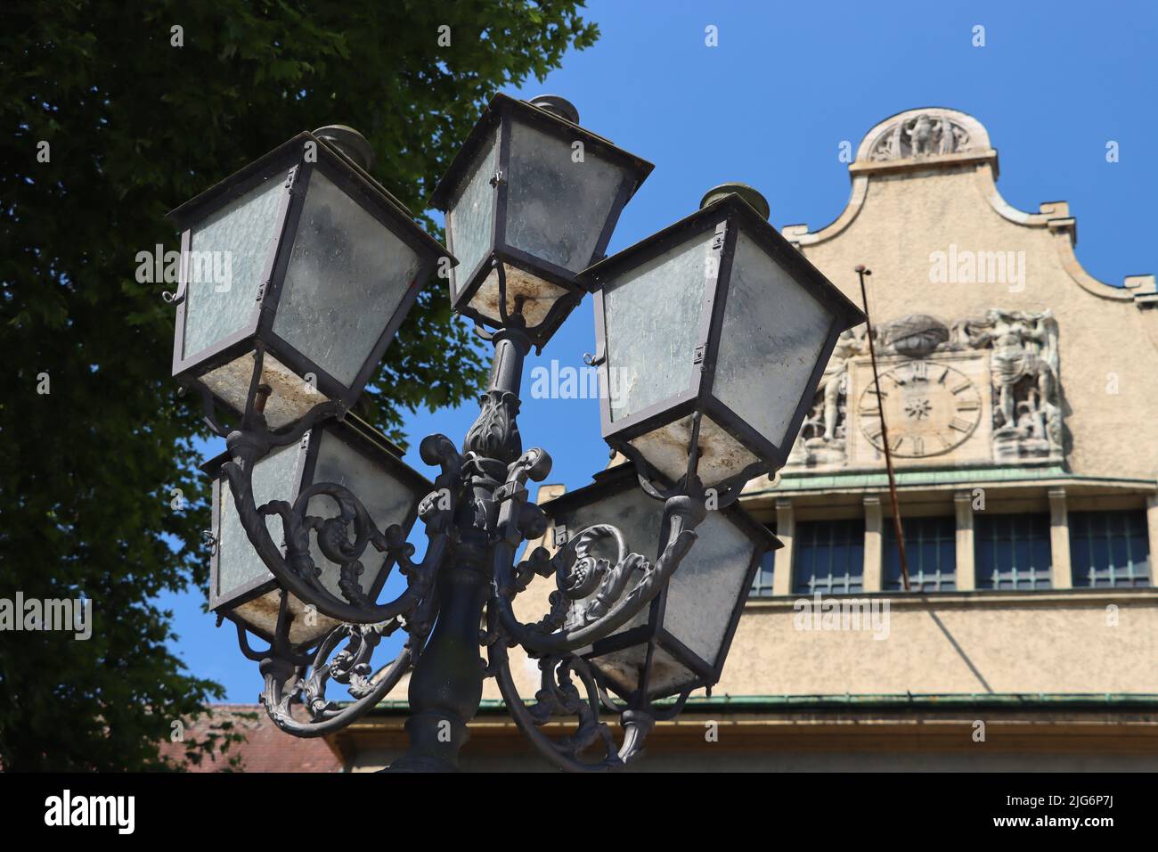 ancient latern contains five separate lamps to illuminate the night ...