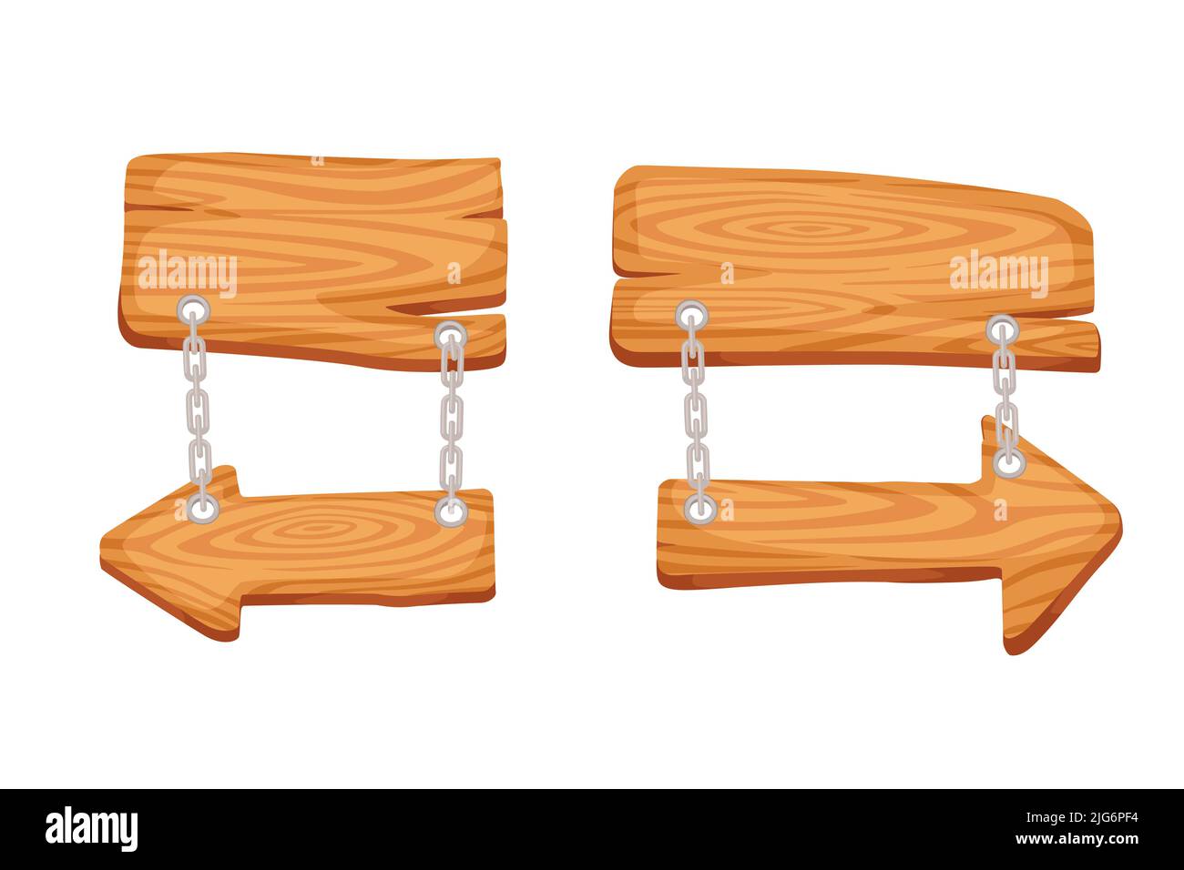 Set of two wooden pointer wooden board with chains and arrows vector ...