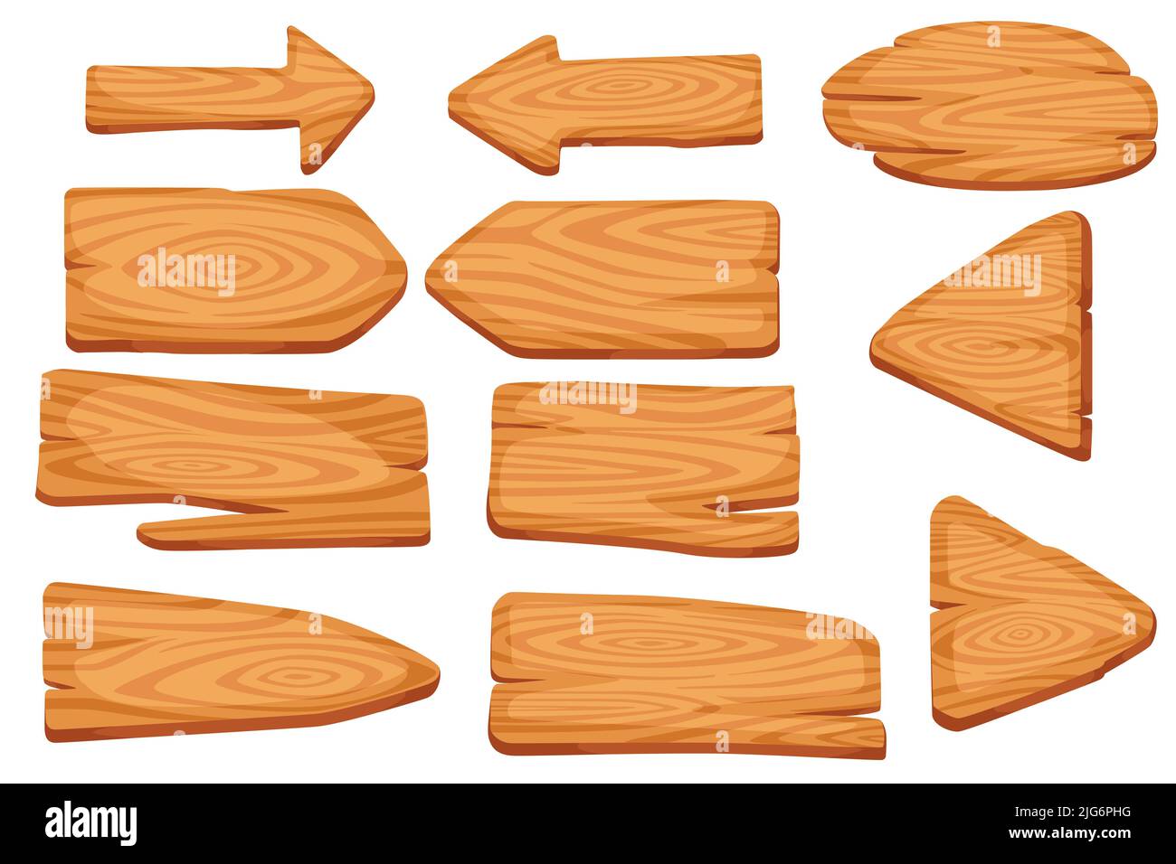 Set of wooden plank pointer boards vector illustration isolated on ...