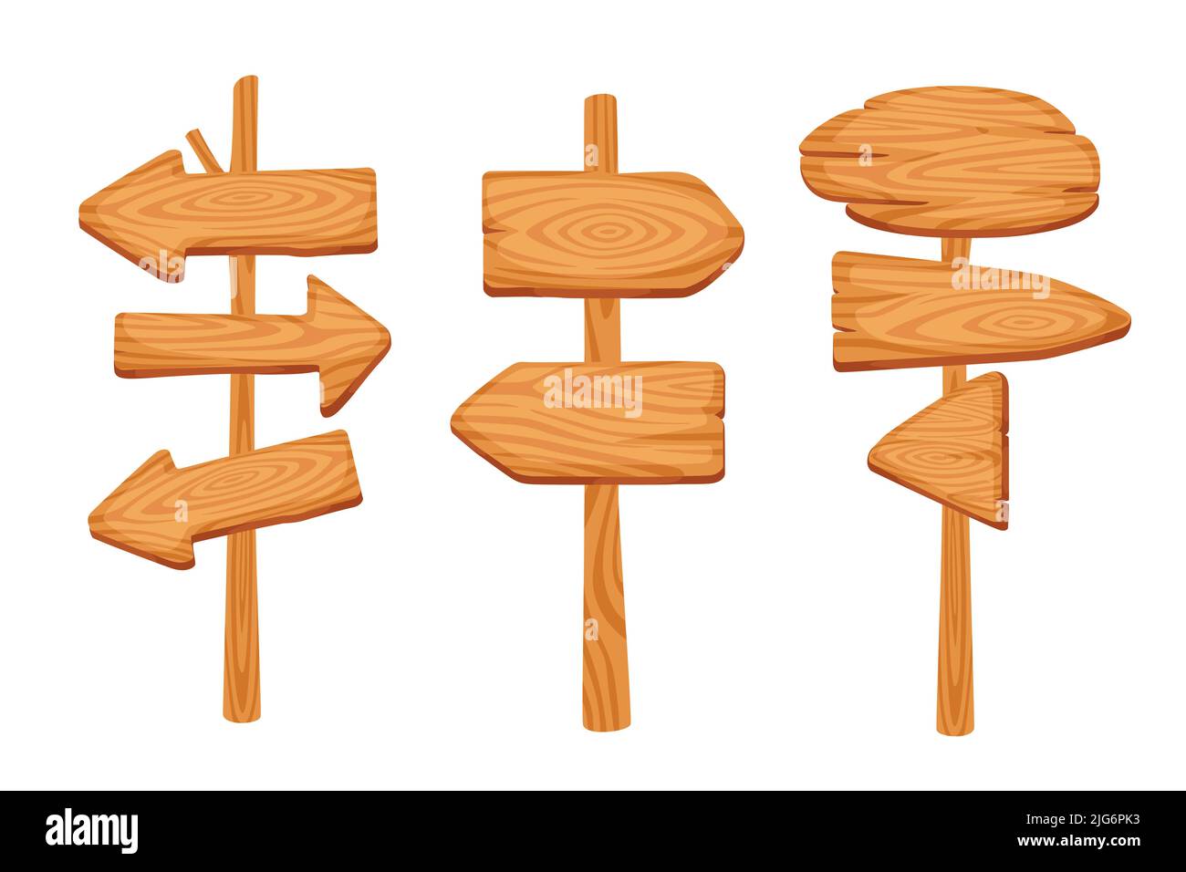 Set of wooden plank pointer boards vector illustration isolated on ...
