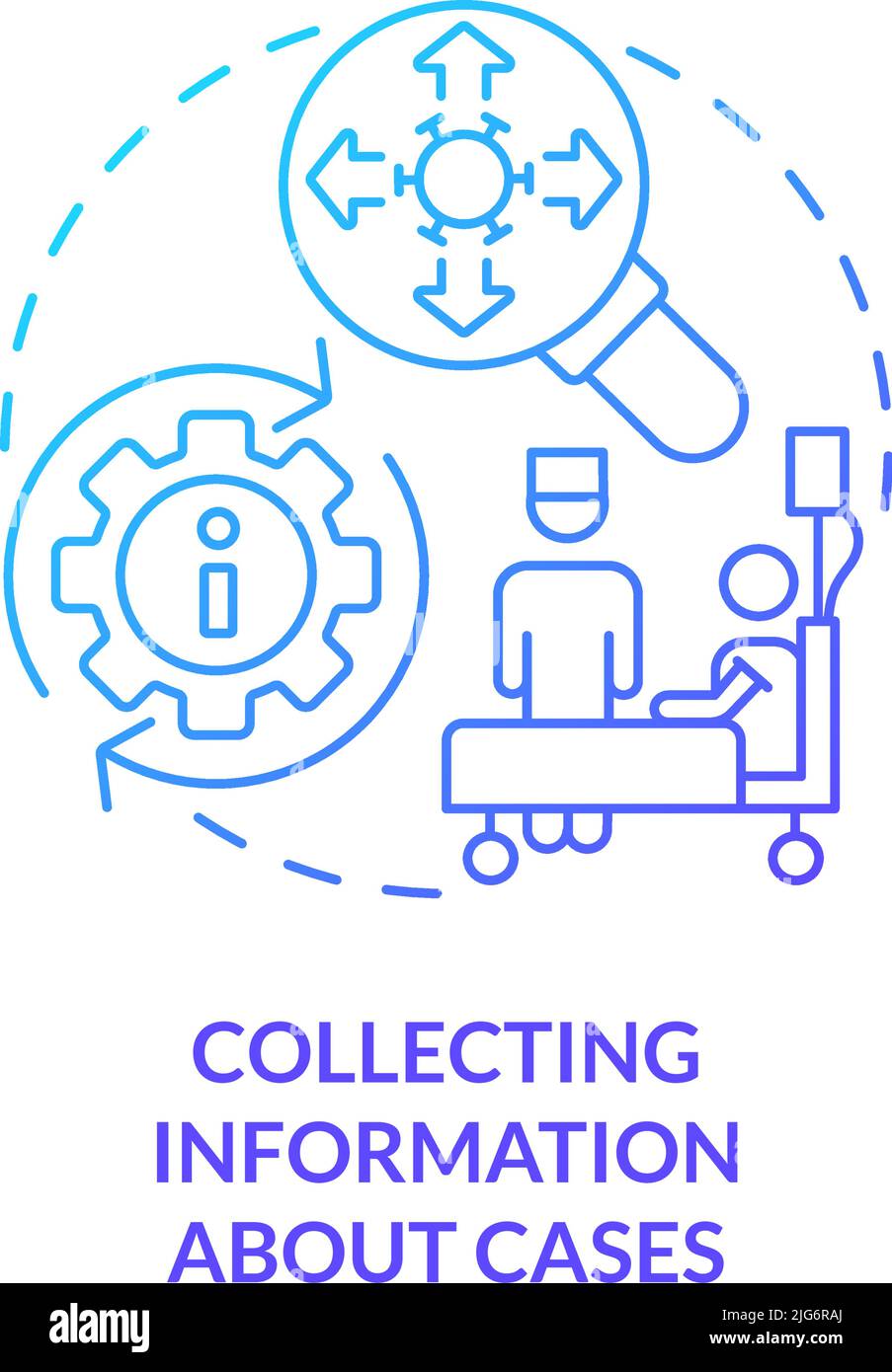Collecting information about cases blue gradient concept icon Stock ...
