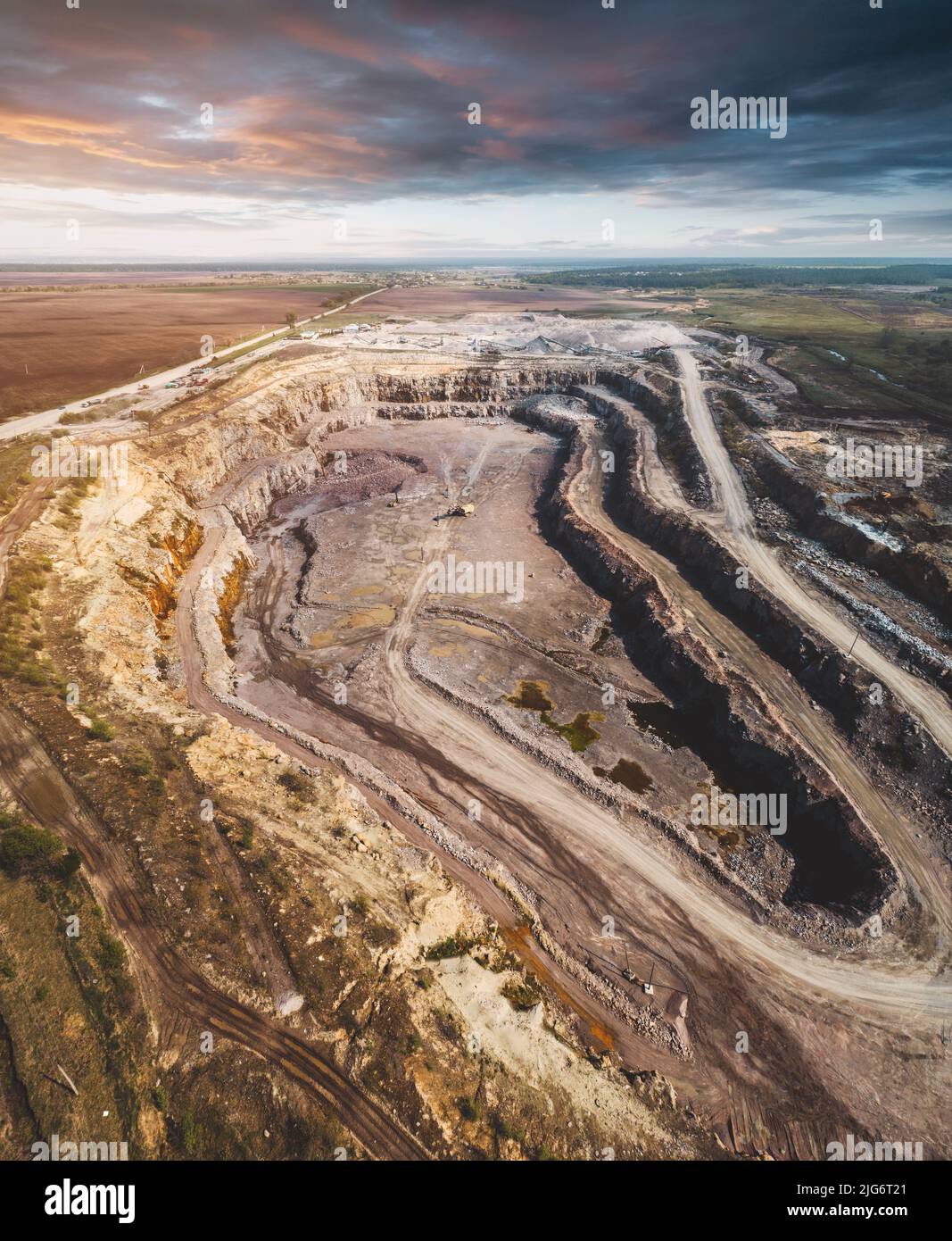 Aerial view of the granite quarry Stock Photo - Alamy