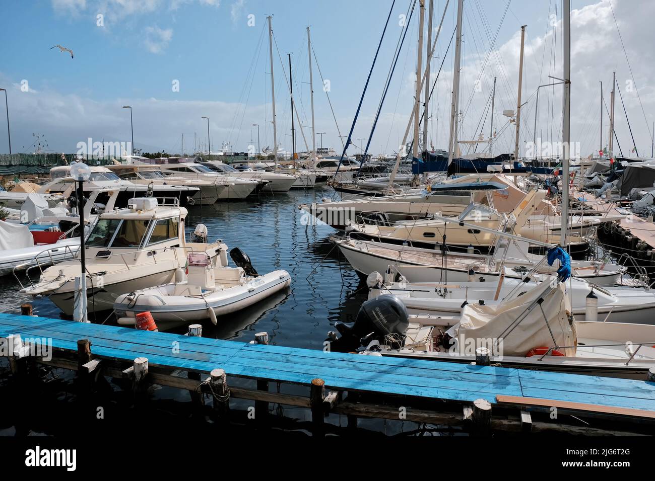 Naples, Italy - November 2, 2021. Urban landscape with boats and ...