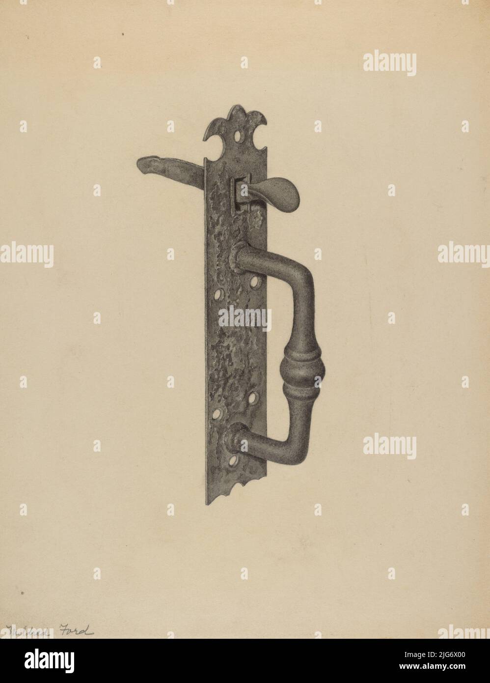 Door Handle with Thumb Press, c. 1938 Stock Photo - Alamy