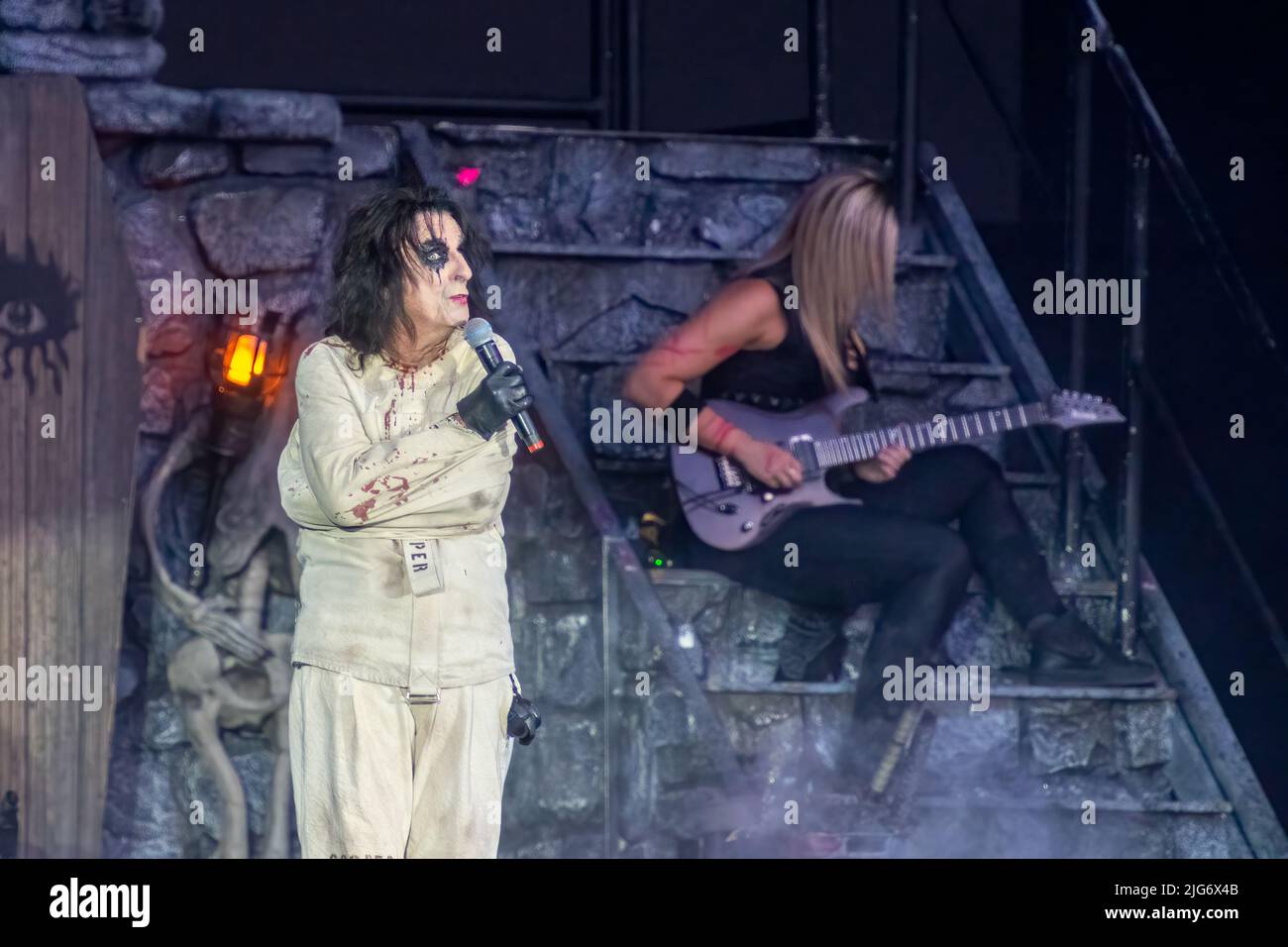 Athens, Greece 6 July 2022. Alice Cooper rock performer doing his ...