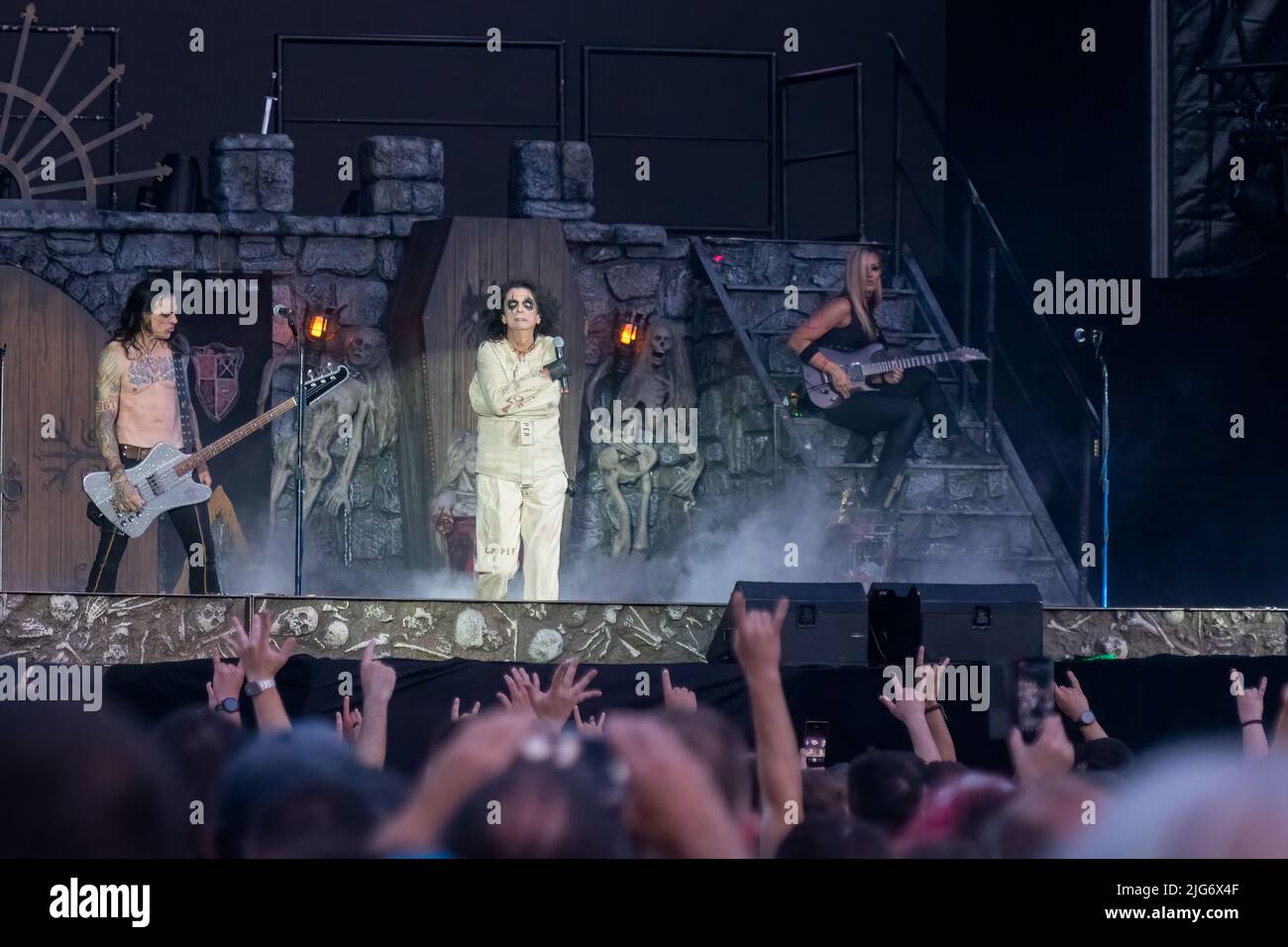 Athens, Greece 6 July 2022. Alice Cooper rock performer doing his ...