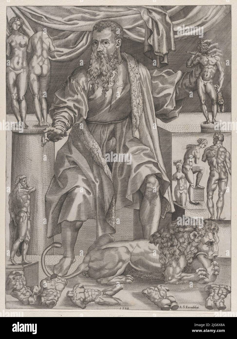 Portrait of Baccio Bandinelli with Lion, 1548 Stock Photo - Alamy