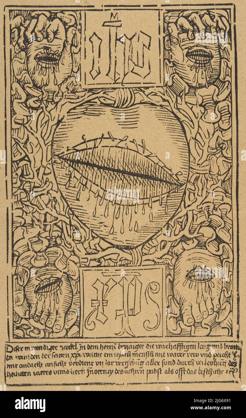 The Sacred Monogram and the Wounds of Christ, 15th century Stock Photo ...