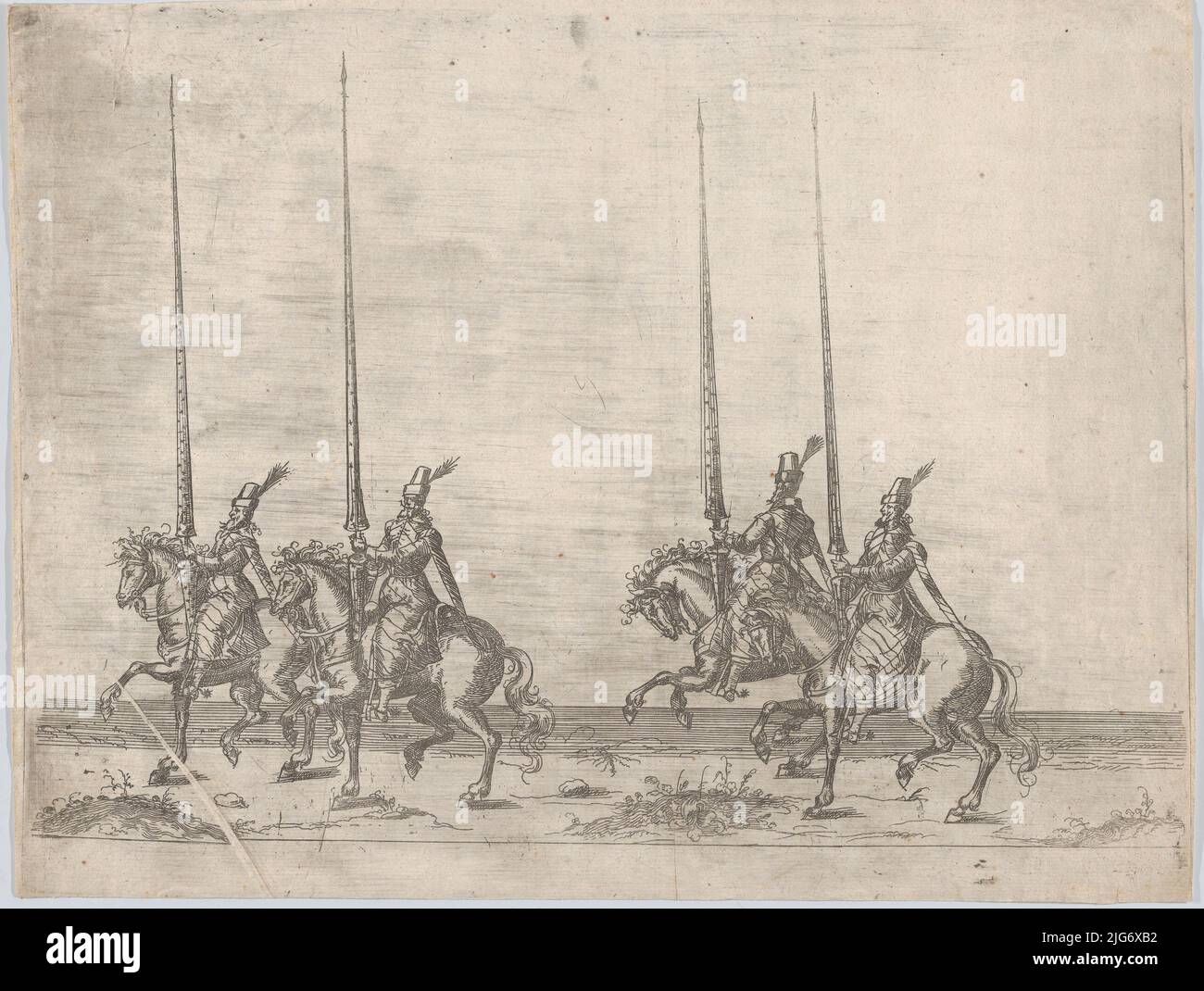 Procession, with four men riding horses, 16th century Stock Photo - Alamy