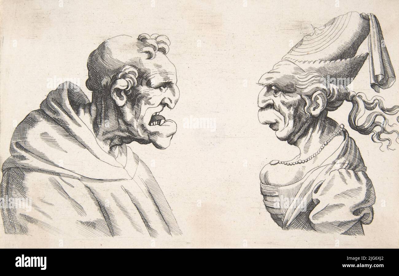 Two Grotesque Heads, 1640s Stock Photo - Alamy