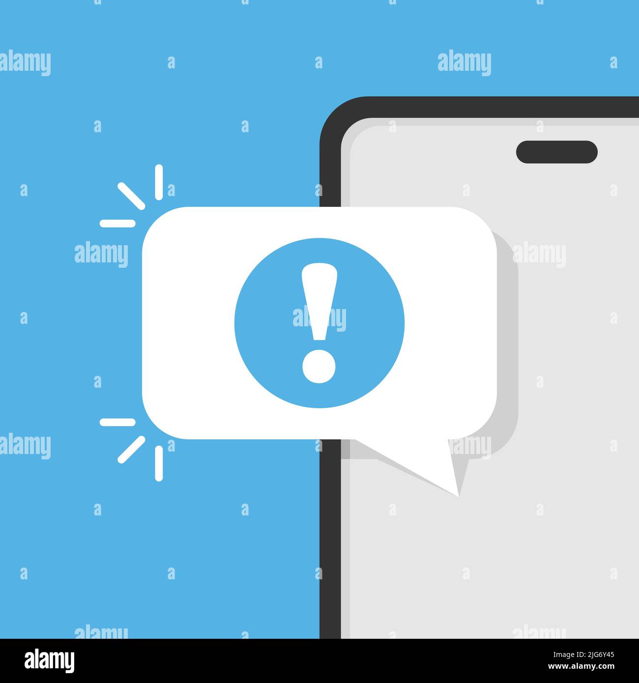 Phone notifications icon in flat style. Smartphone with exclamation ...