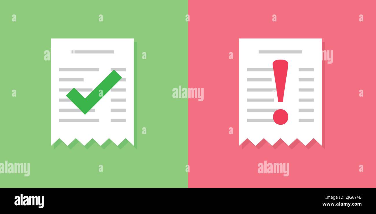 Approved payment icon in flat style. Paper receipt bill invoice vector ...