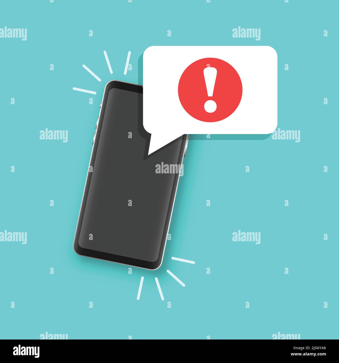 Phone notifications icon in flat style. Smartphone with exclamation ...