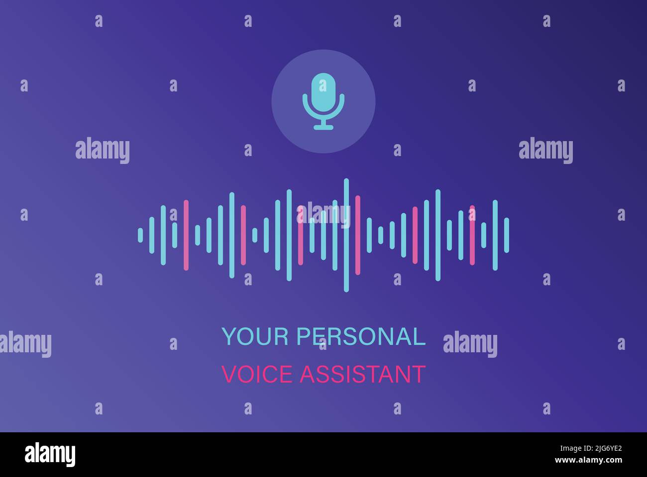 Personal voice assistant icon in flat style. Audio soundwave vector ...