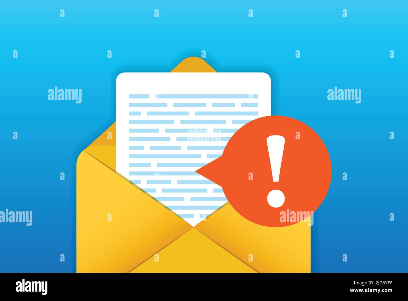 Alert message envelope icon in flat style. Email virus vector ...