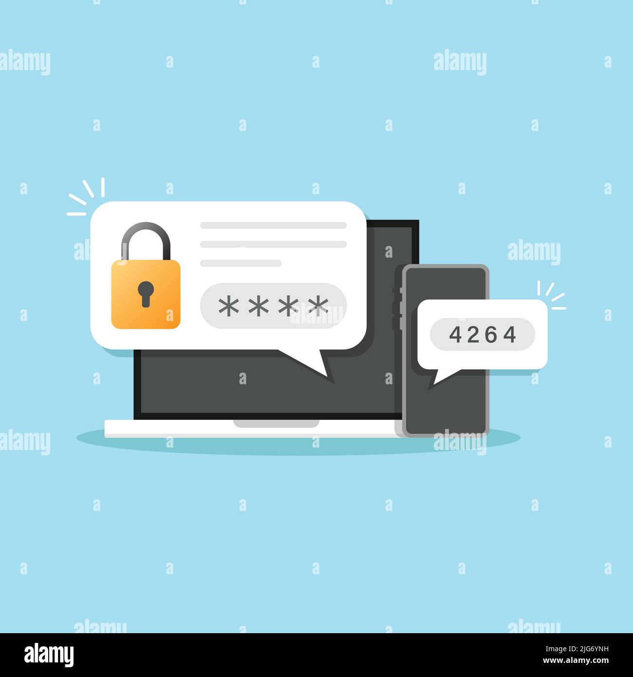 Two Steps Authentication Icon In Flat Style Authentication Vector