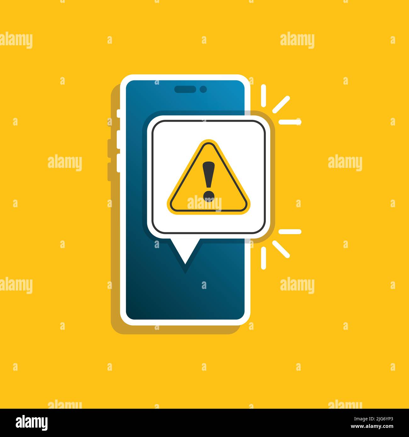 Phone notifications icon in flat style. Smartphone with exclamation ...