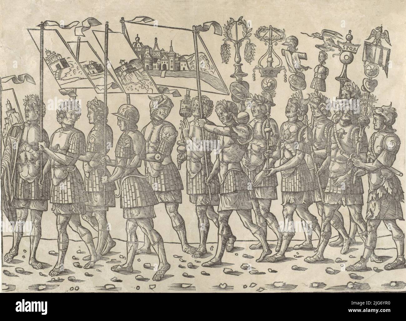 Figures carrying standards and trophies: from 'The Triumph of Caesar ...