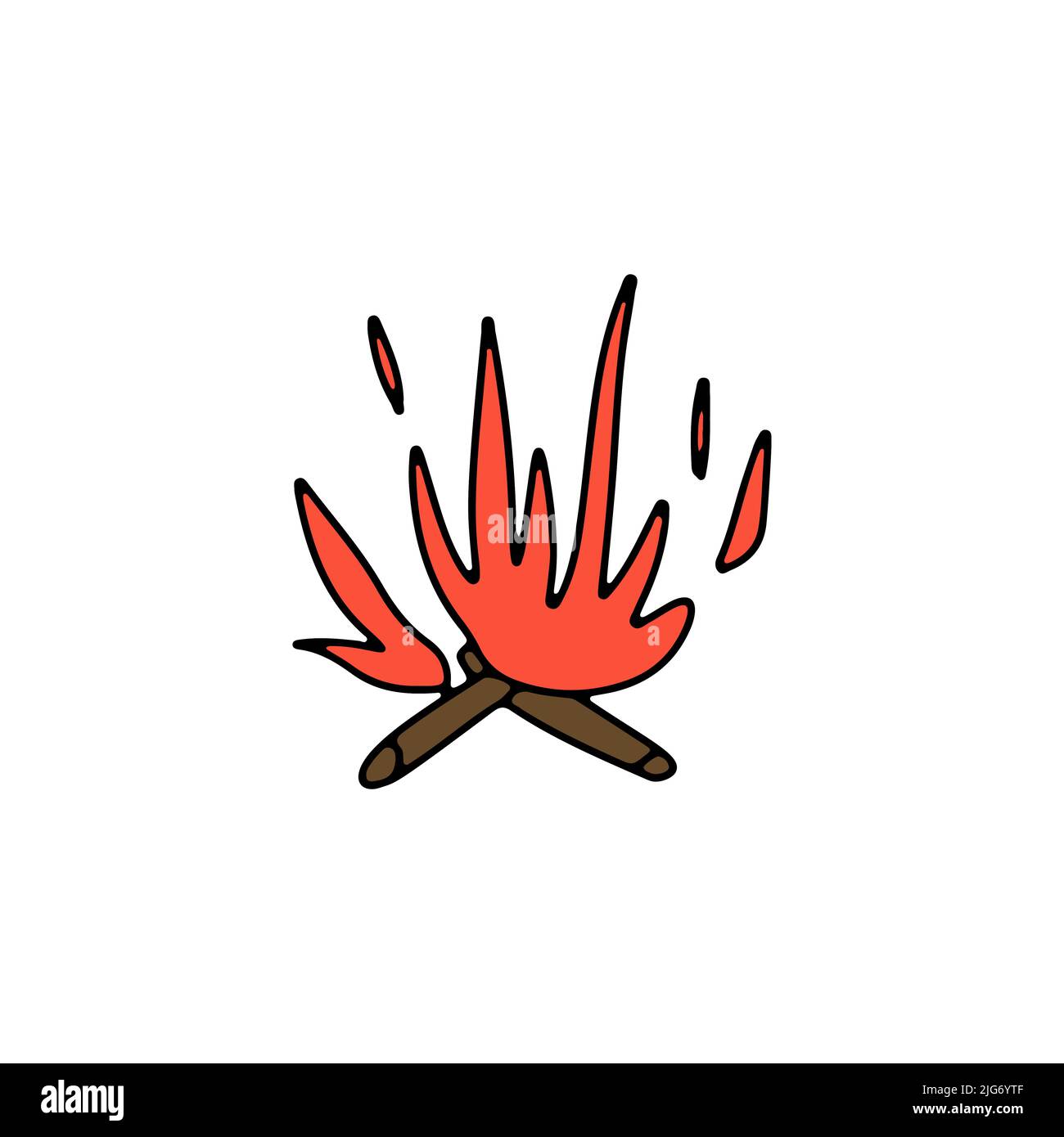 Hand drawn line art bonfire illustration. Isolated on white Stock ...