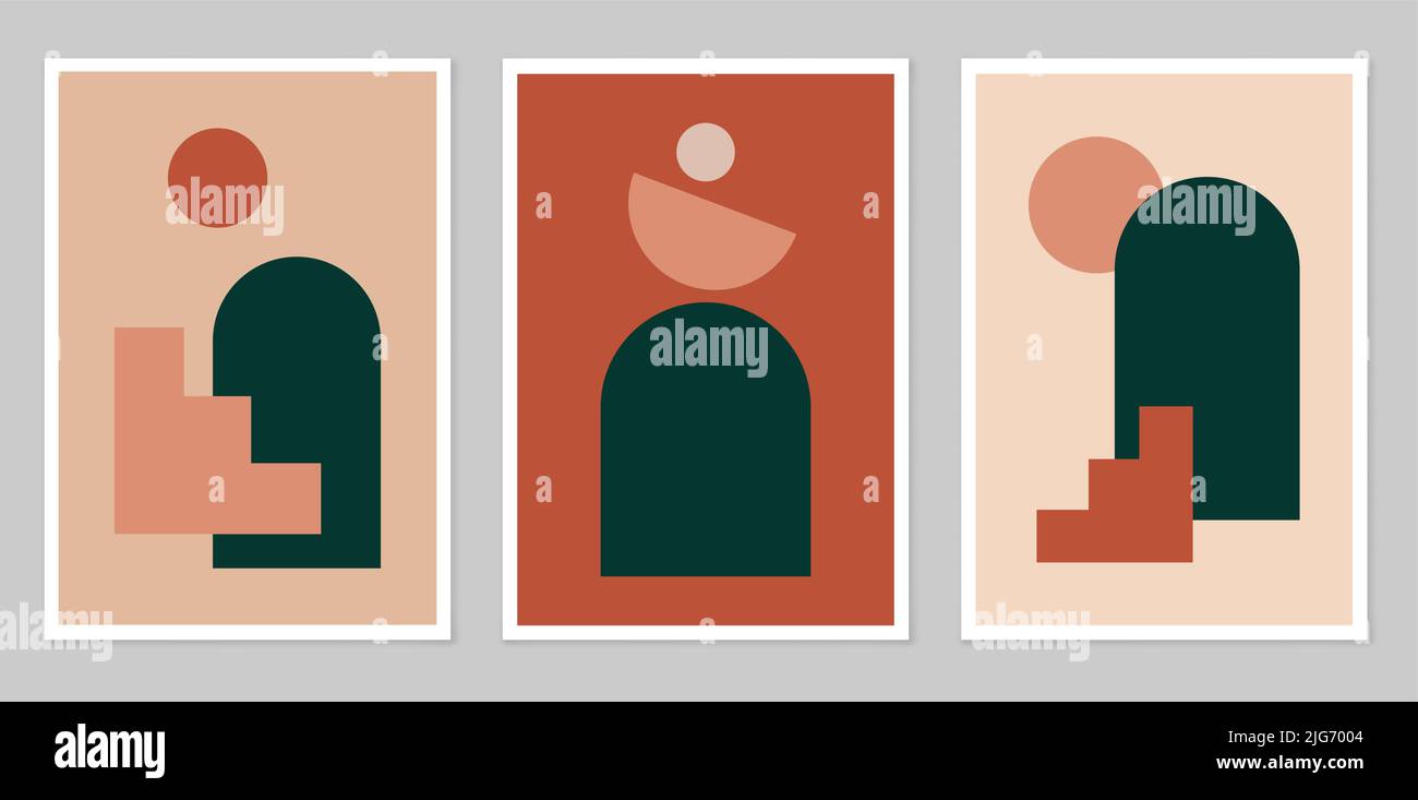 Vector illustration. Boho style. A set of abstract posters Stock Vector ...