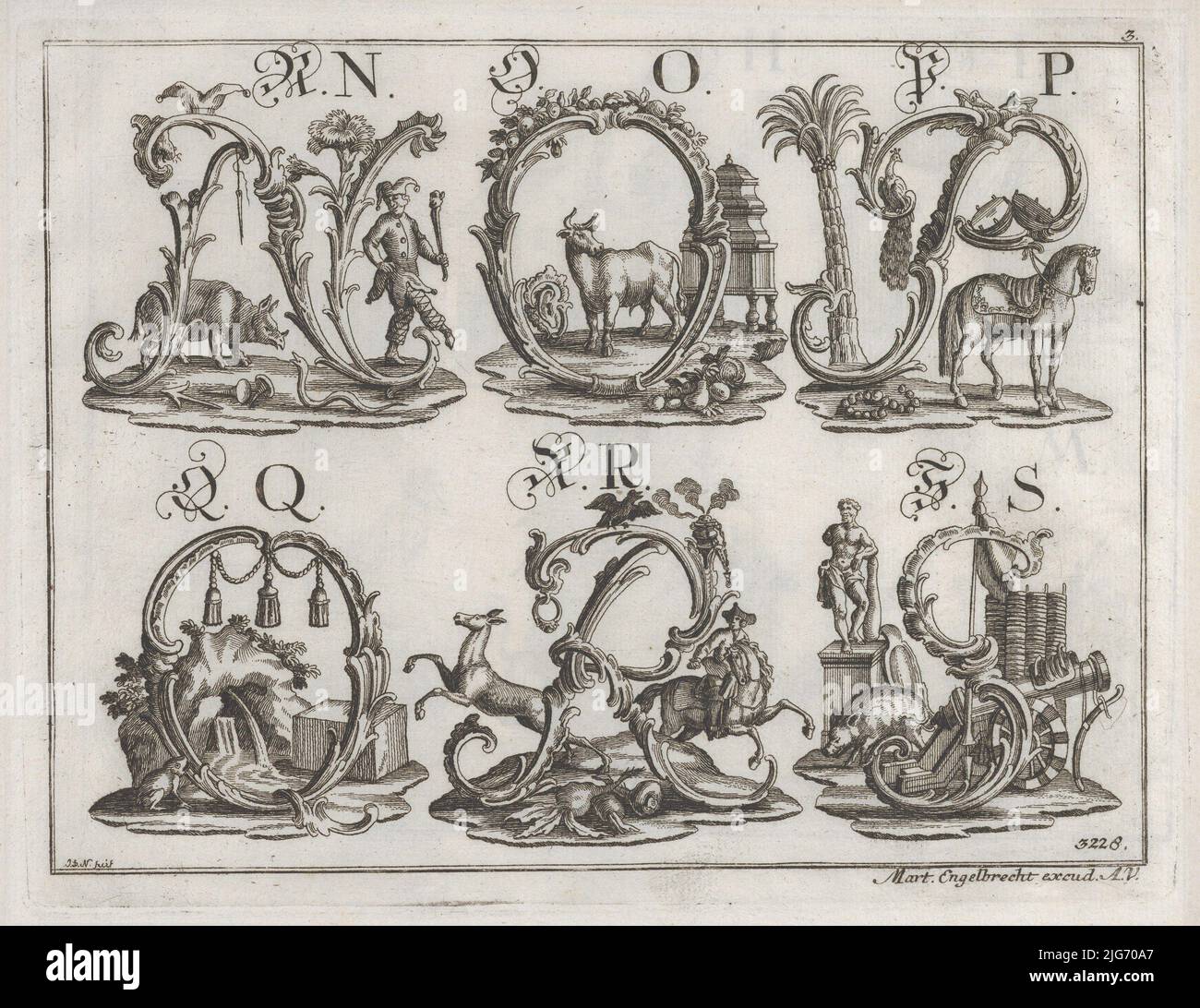 Decorated Roman alphabet, 18th century Stock Photo - Alamy