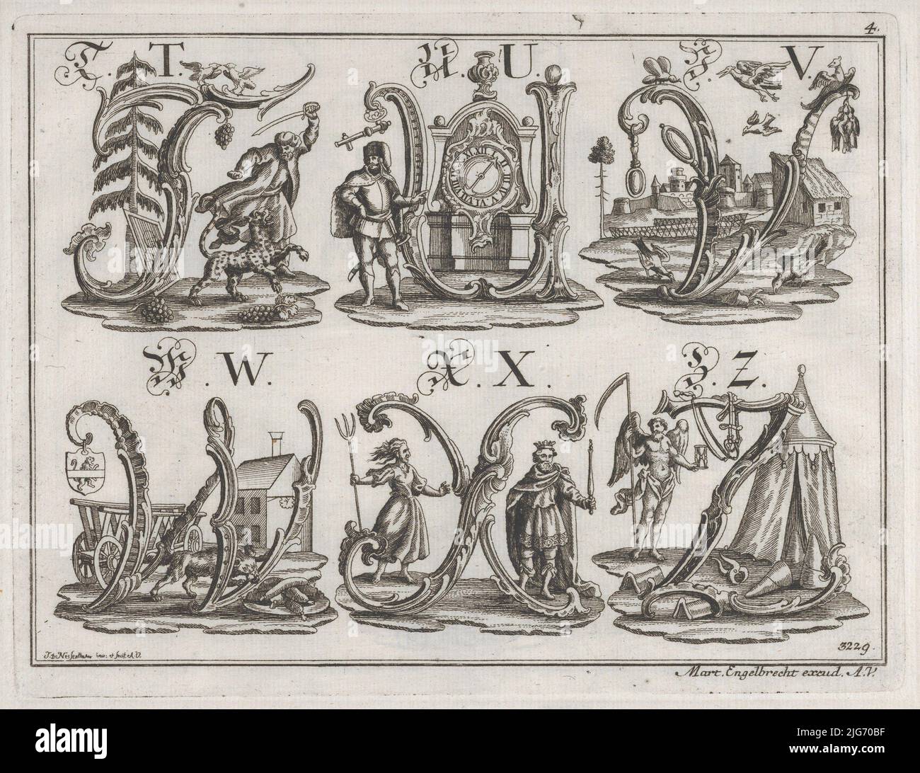 Decorated Roman alphabet, 18th century Stock Photo - Alamy